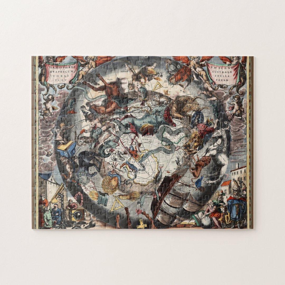 Mythical Constellations Nautical Map Jigsaw Puzzle | Zazzle