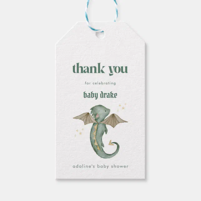 Mythical Dragon Baby Shower Favor Tag Gift Tag | Zazzle