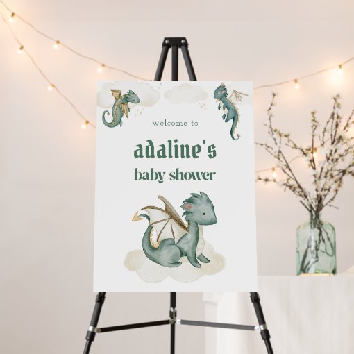 Mythical Dragon Baby Shower Welcome Sign Poster | Zazzle