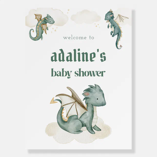 Mythical Dragon Baby Shower Welcome Sign Poster | Zazzle