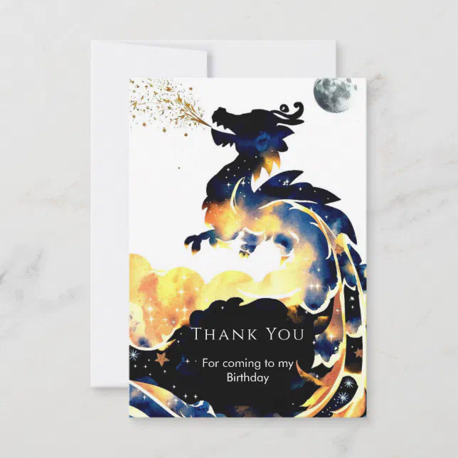 Mythical Fun Dragon Birthday Thank You Card | Zazzle