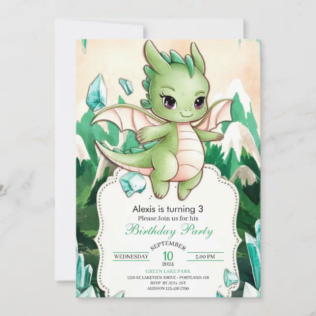 Mythical Kids Dragon Birthday Invitation | Zazzle