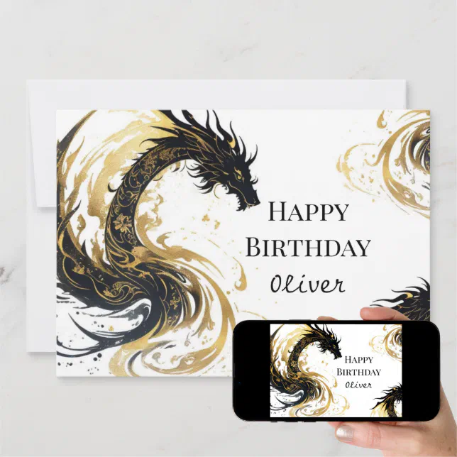Mythical Watercolor Dragon Birthday Card | Zazzle