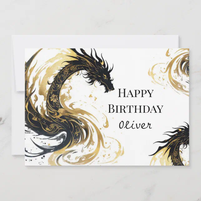 Mythical Watercolor Dragon Birthday Card | Zazzle