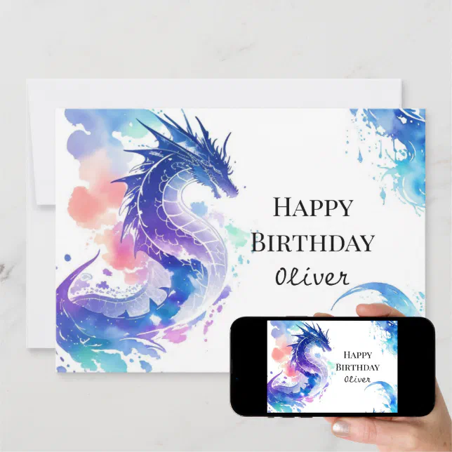Mythical Whimsical Dragon Birthday Card | Zazzle