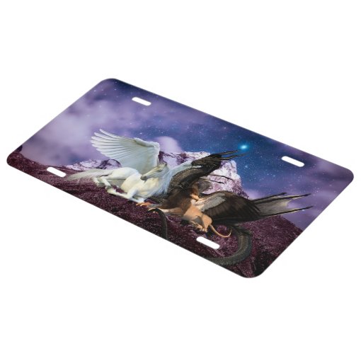 Mythology Dragon Griffin Unicorn Pegasus License Plate | Zazzle