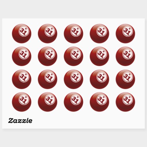 N 31 BINGO BALL CLASSIC ROUND STICKER | Zazzle