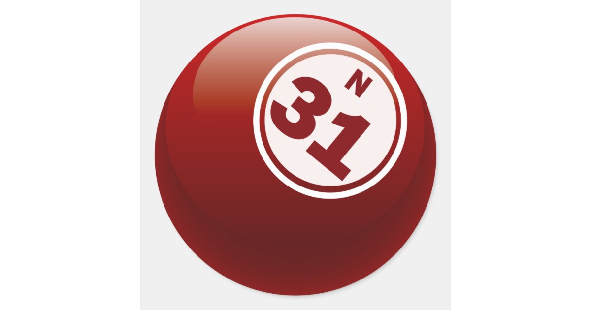 N 31 BINGO BALL CLASSIC ROUND STICKER | Zazzle