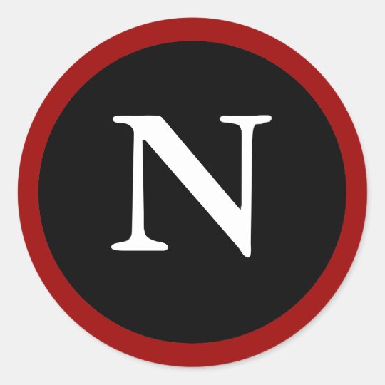 N : Initial N Letter N Red, White & Black Sticker | Zazzle.com