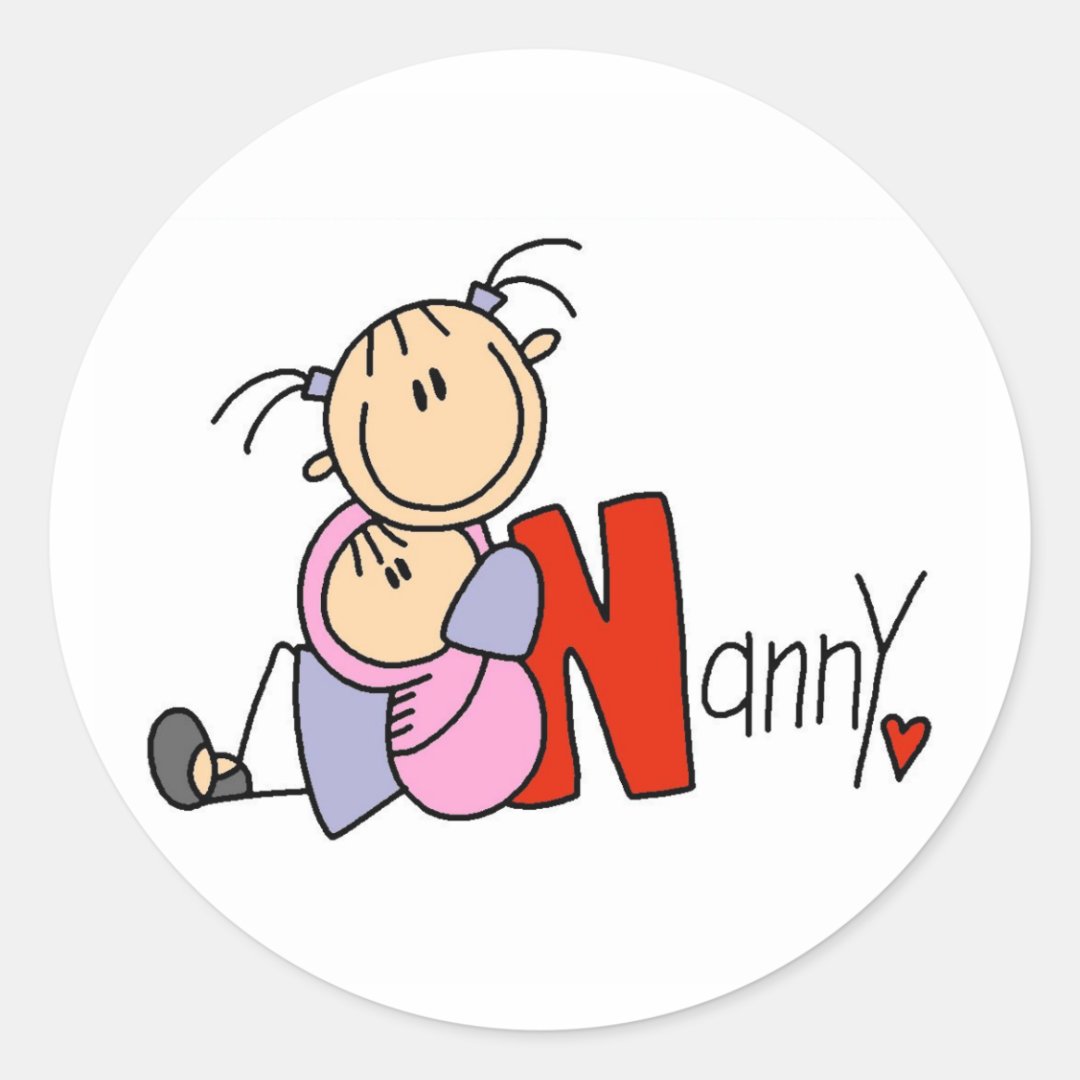 N is for Nanny Classic Round Sticker | Zazzle