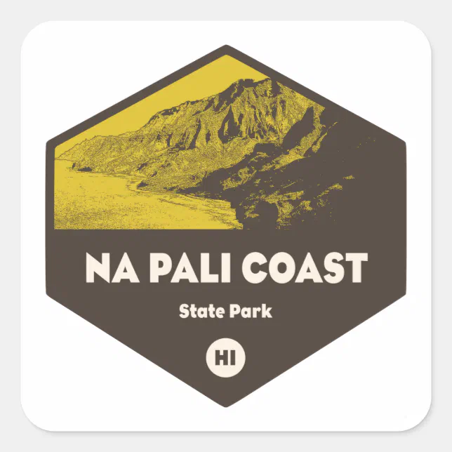 Nā Pali Coast State Park Hawaii Square Sticker | Zazzle