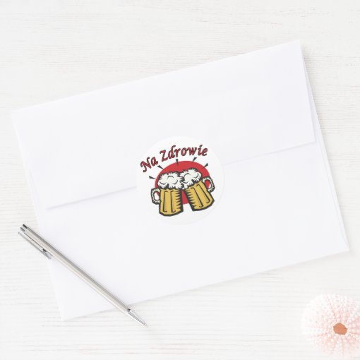 Na Zdrowie Toast With Beer Mugs Classic Round Sticker | Zazzle