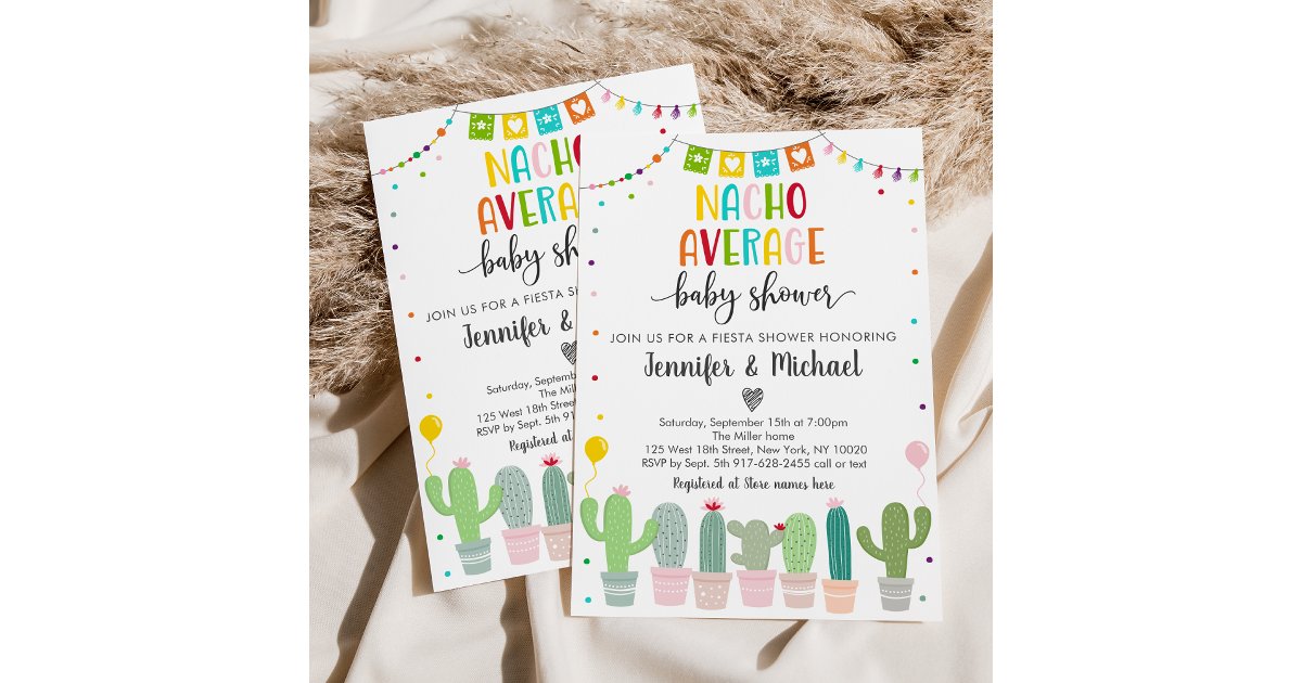 Nacho Average Baby Shower Cactus Fiesta Invitation | Zazzle