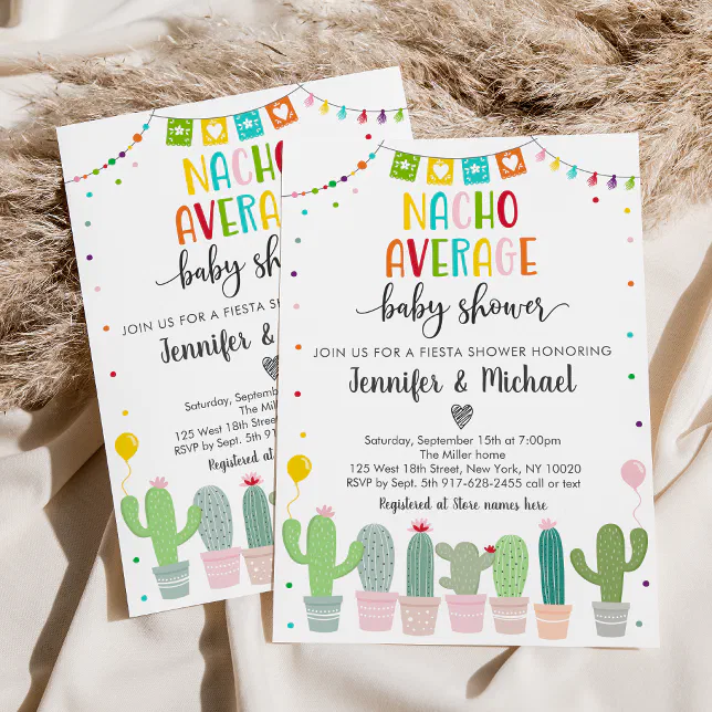 Nacho Average Baby Shower Cactus Fiesta Invitation | Zazzle