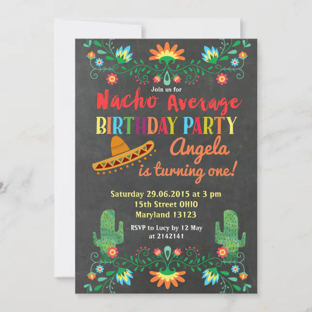 Nacho Average Birthday Party Invitation with photo | Zazzle