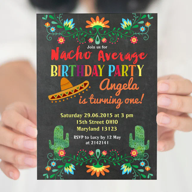 Nacho Average Birthday Party Invitation with photo | Zazzle