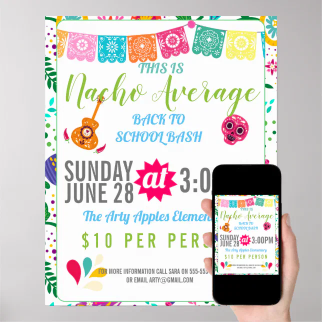 nacho average fundraiser school PTO PTA charity Poster | Zazzle