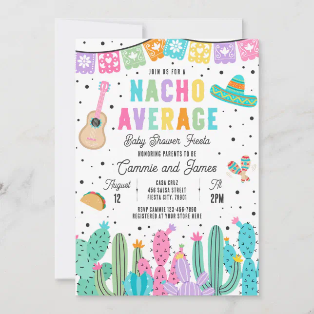 Nacho Average Mexican Fiesta Baby Shower Invitation | Zazzle