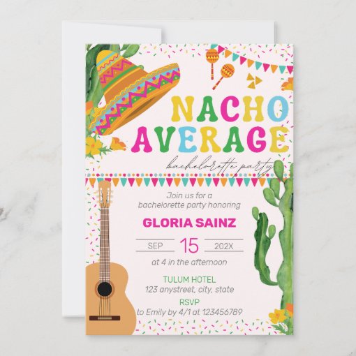 Nacho Average Mexican Fiesta Bachelorette Party Invitation | Zazzle