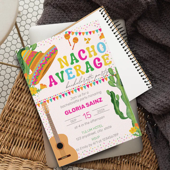 Nacho Average Mexican Fiesta Bachelorette Party Invitation | Zazzle