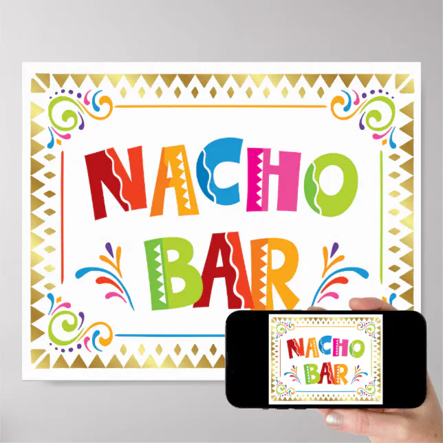 NACHO BAR Fiesta Party Sign Print | Zazzle