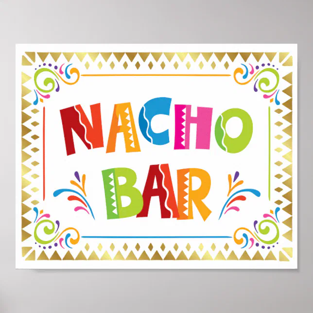 NACHO BAR Fiesta Party Sign Print | Zazzle