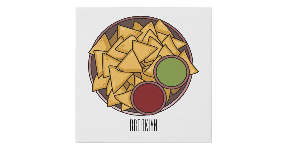Nachos cartoon illustration faux canvas print | Zazzle