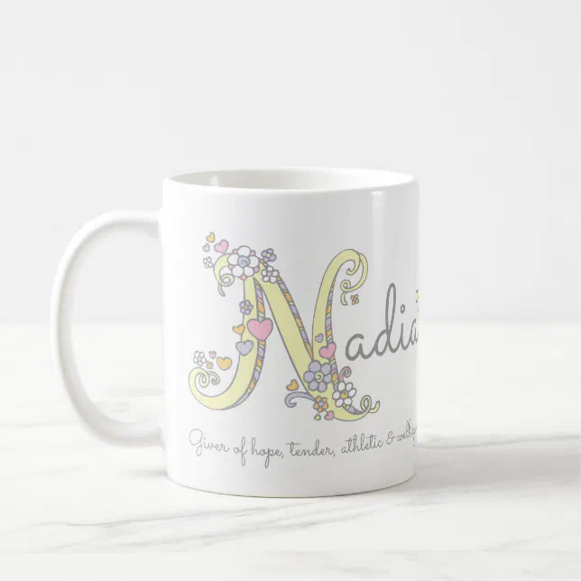 Nadia name meaning decorative N monogram mug | Zazzle