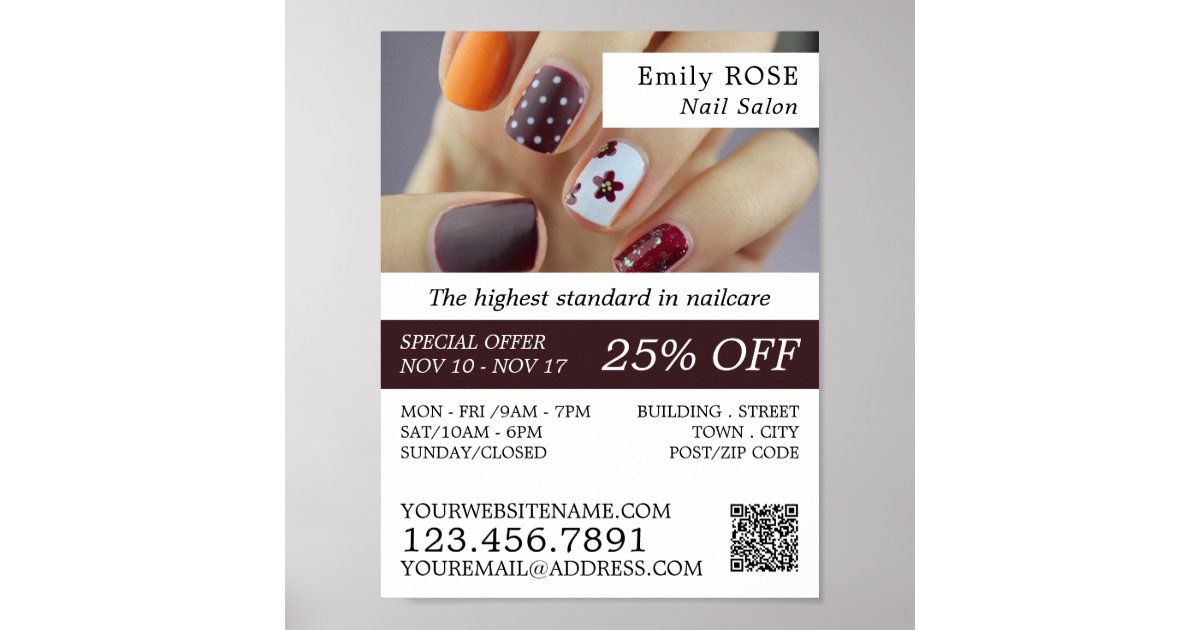 Nail Art, Nail Technician, Nail Salon Advertising Poster | Zazzle