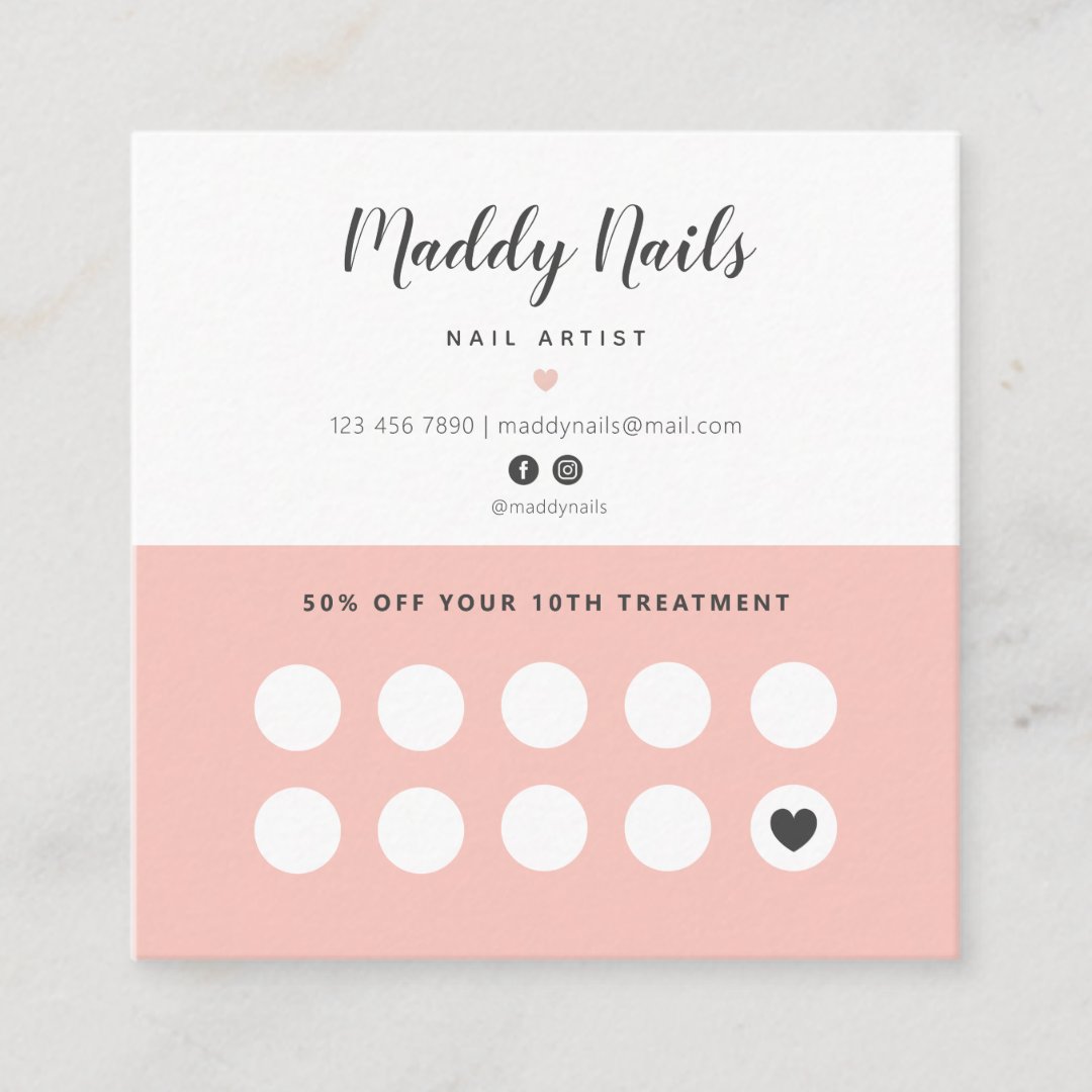 Nail Artist Business Cards, Nail Loyalty Cards | Zazzle