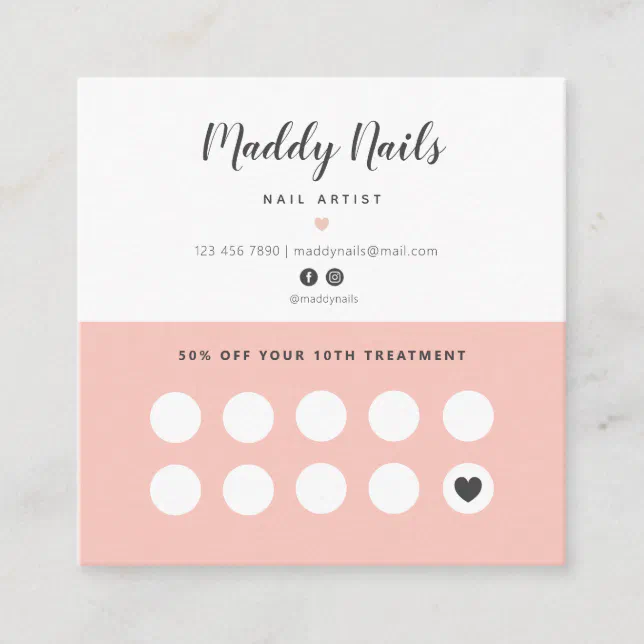 Nail Artist Business Cards, Nail Loyalty Cards | Zazzle