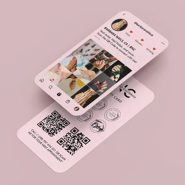 Nail Artist Manicurist Pink IG Loyalty Card | Zazzle