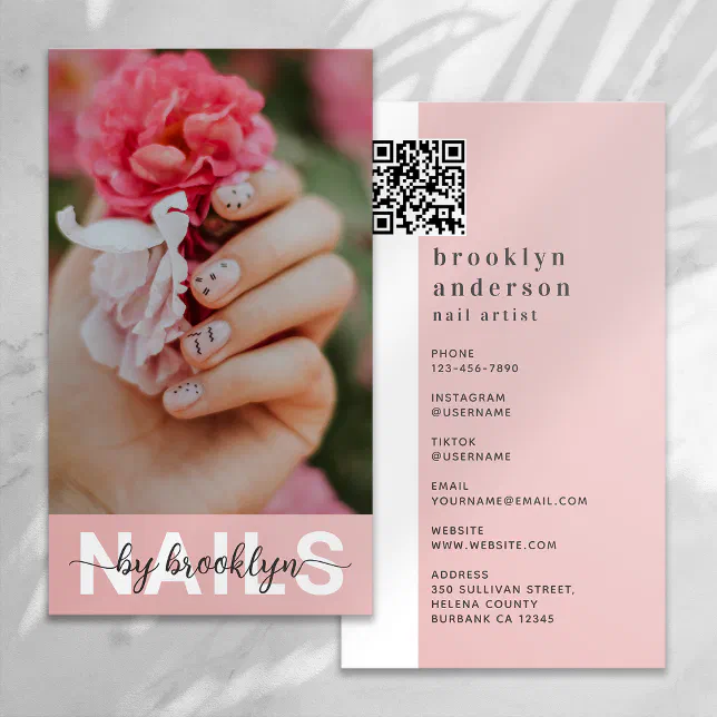 Nail Artist Photo QR Code Business Card | Zazzle