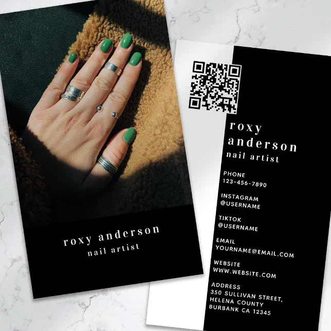 Nail Artist Photo QR Code Business Card | Zazzle