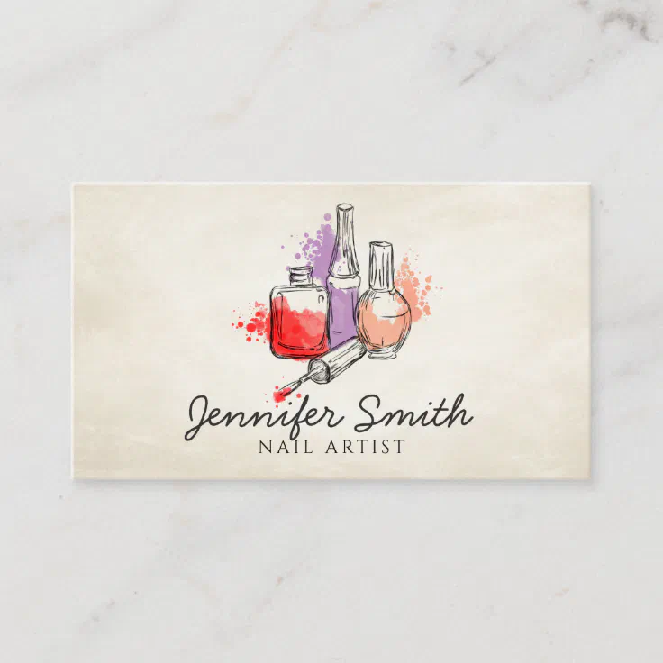 Nail Artist - Watercolor art Business Card | Zazzle