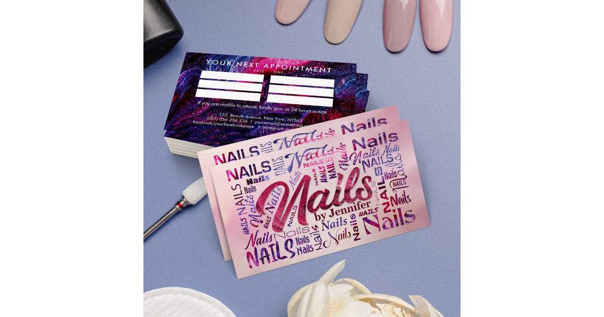 Nail Artist Word Art - Glitter Polish Texture Business Card | Zazzle