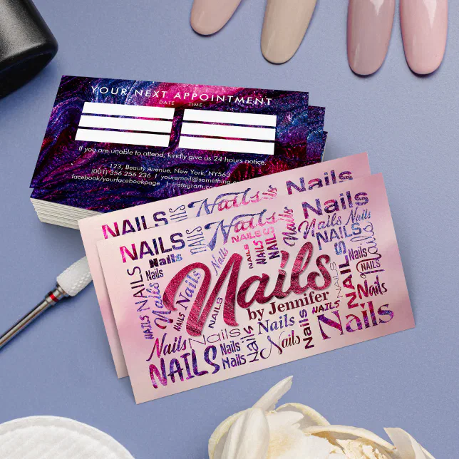 Nail Artist Word Art - Glitter Polish Texture Business Card | Zazzle