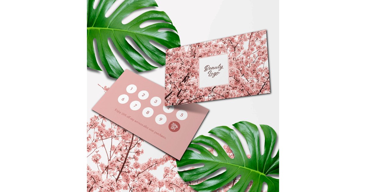 Nail | Beauty Salon Loyalty Card Flowers | Zazzle