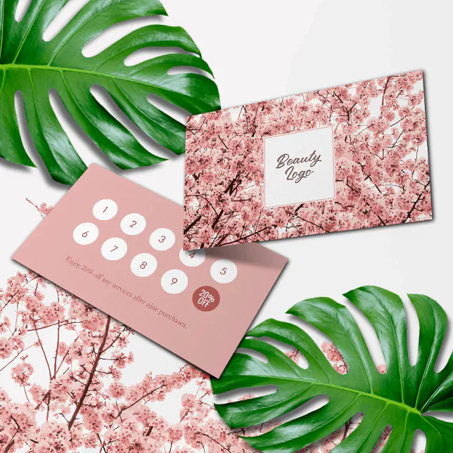 Nail | Beauty Salon Loyalty Card Flowers | Zazzle
