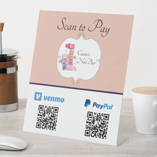 Nail Polish Stack Scan To Pay QR Code Pedestal Sign | Zazzle