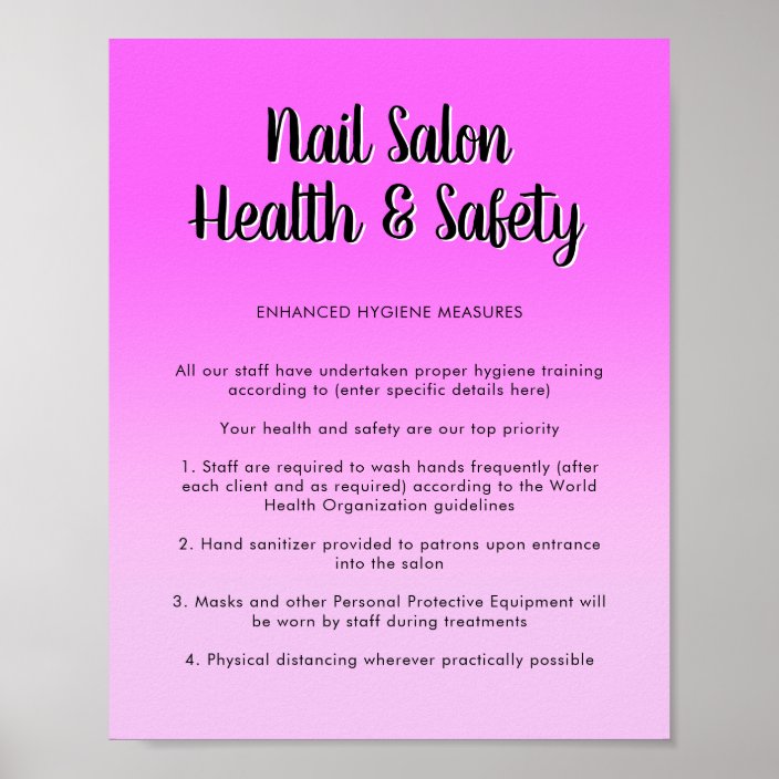 Nail Salon Health Bright Purple Covid Safety Poster | Zazzle.com
