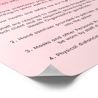 Nail Salon Health Pink Script Font Covid Safety Poster | Zazzle