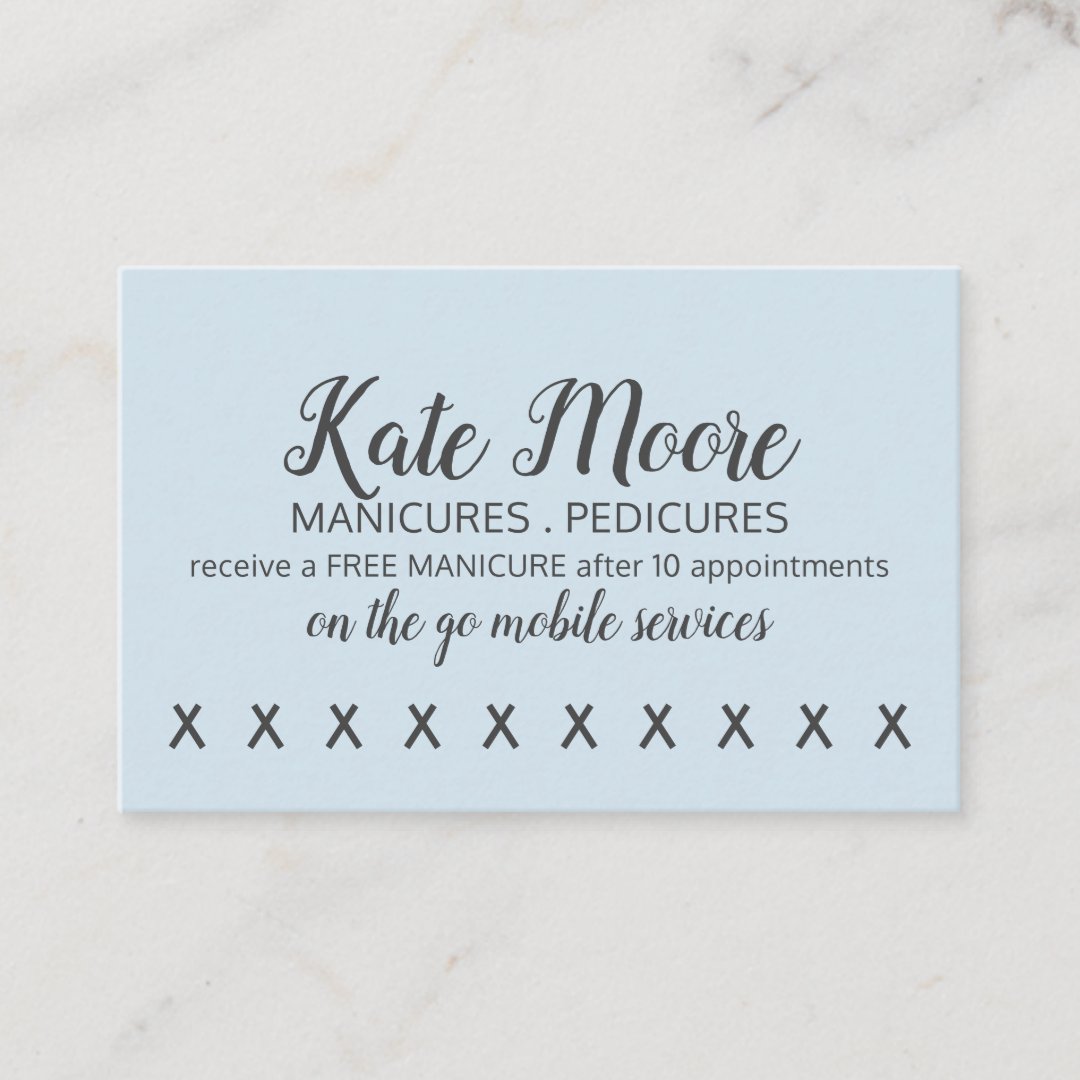 Nail Salon Manicurist Customer Loyalty Punch Card | Zazzle