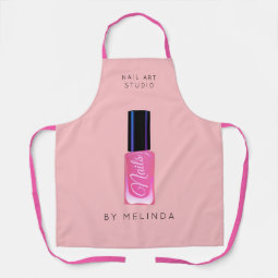 Nail salon manicurist modern pink polish apron | Zazzle