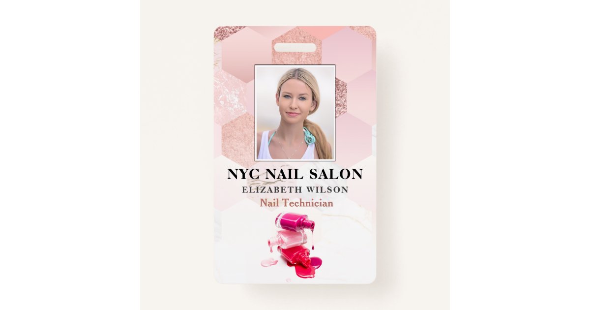 Nail Salon | Modern Employee Photo ID Badge | Zazzle
