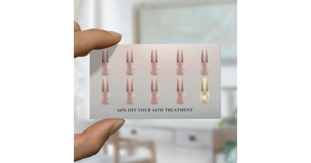 Nail Salon Modern Silver Polish Manicurist Loyalty Card | Zazzle