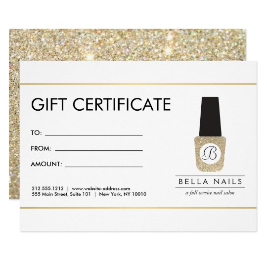 Nail Salon Monogram on Gold Glitter - Gift Card | Zazzle.com