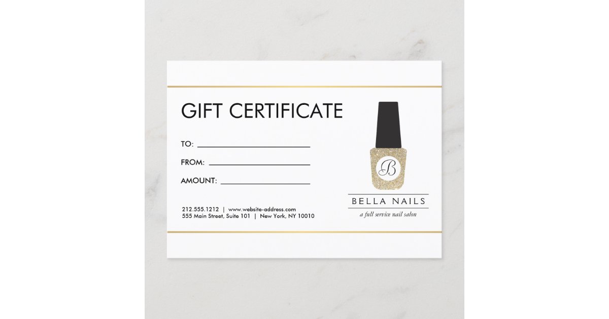Nail Salon Monogram on Gold Glitter - Gift Card | Zazzle.com