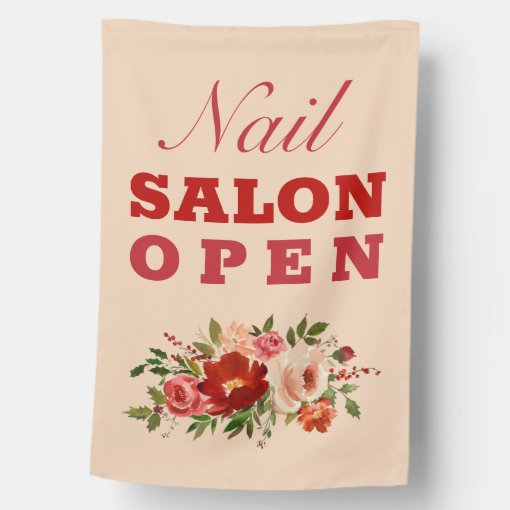 Nail Salon Pink Flowers Floral Open Sign | Zazzle