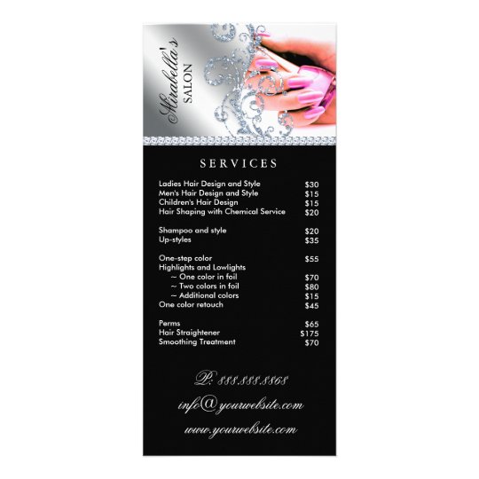 Nail Salon Polish Silver Pink Service Menu | Zazzle.com